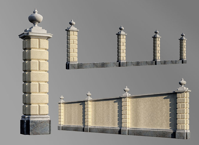 classic fence PIERS FOR GATES 3D model | CGTrader