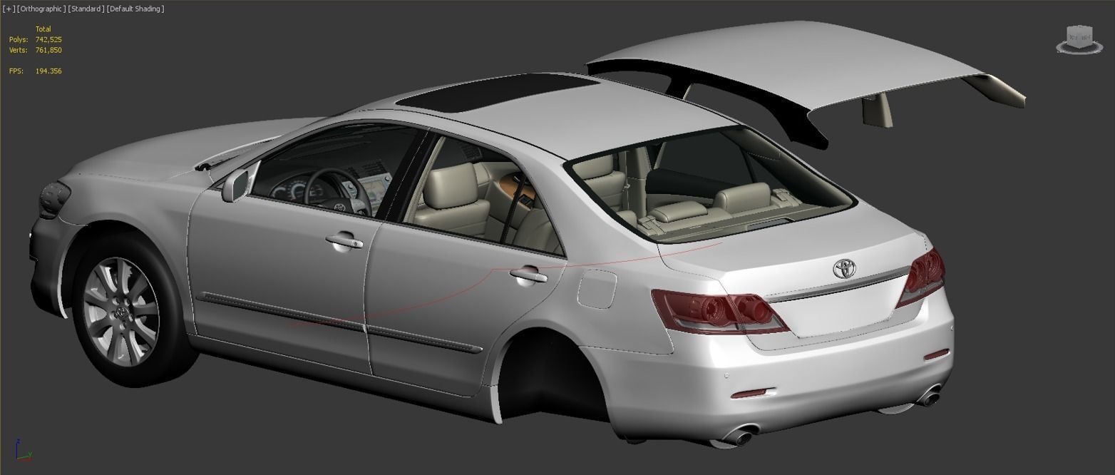 Toyota Aurion 2007 - 2011 with engine and bumpers support 3D model ...