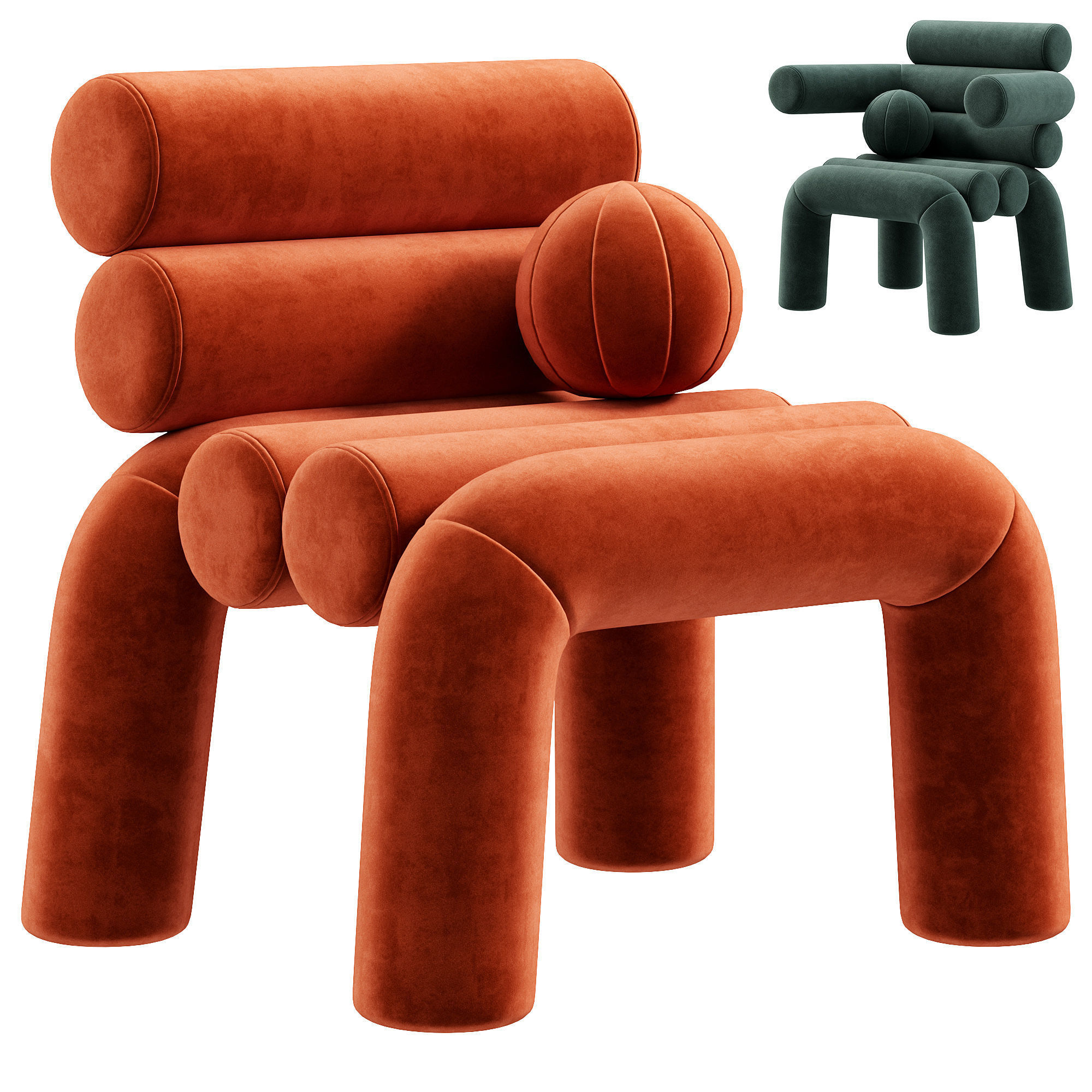 KRABBI Chair Beige Velvet Accent Chair 3D model | CGTrader