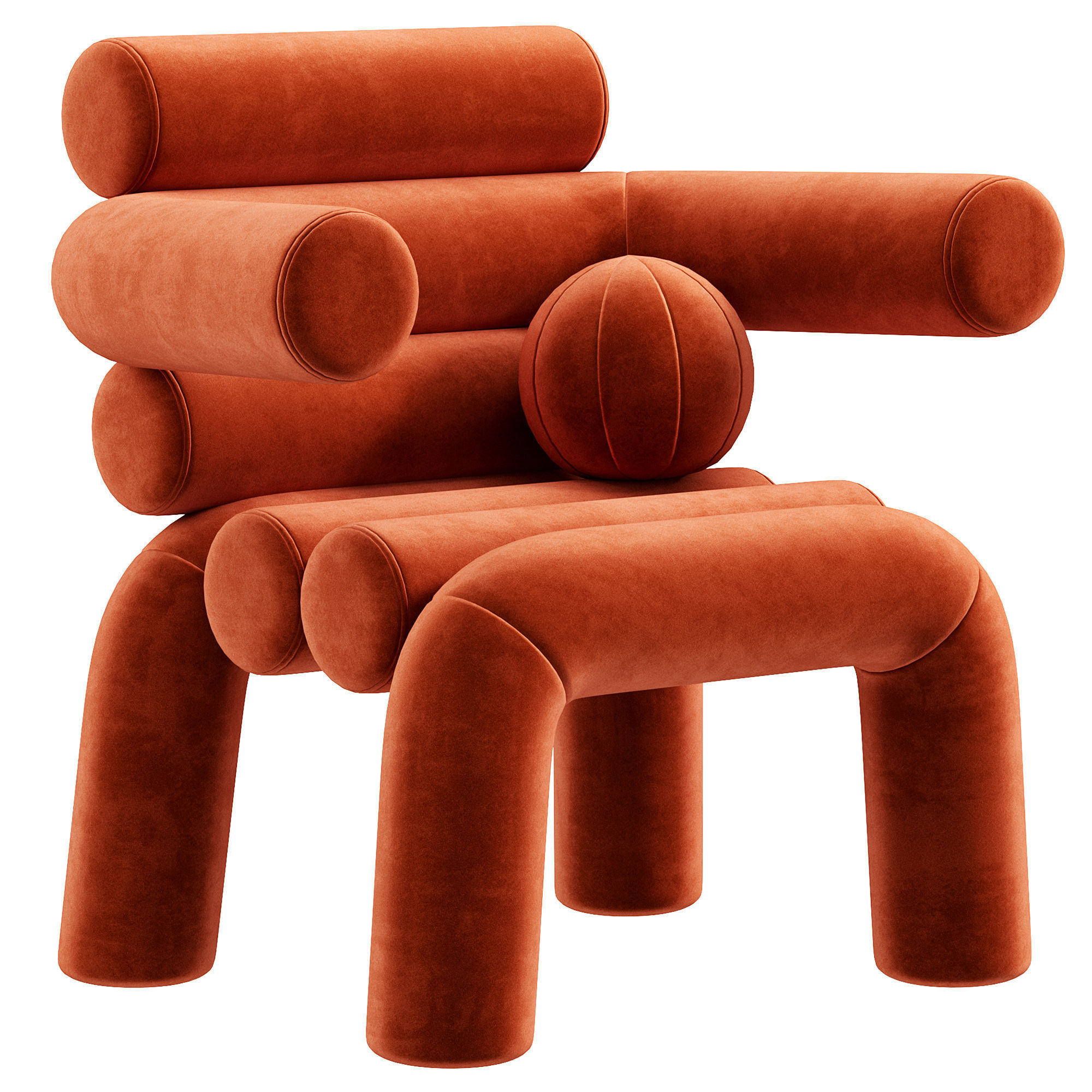 KRABBI Chair Beige Velvet Accent Chair 3D model | CGTrader