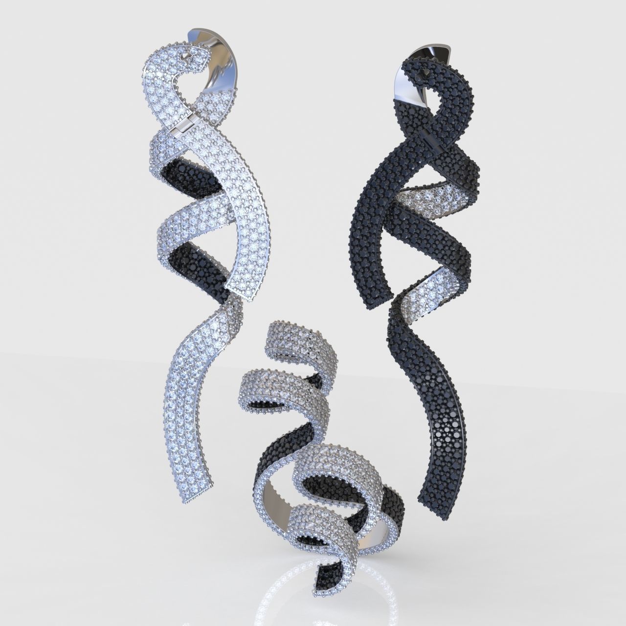 Ring and Earring Set 3D printable model 0094 3D Model Collection | CGTrader