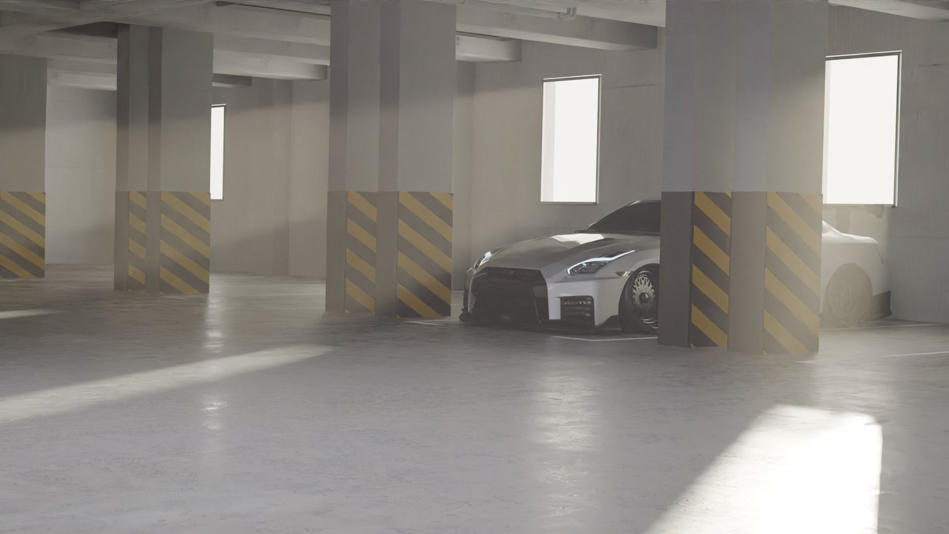 Hybrid White Parking Lot 3D Blend File 3D model | CGTrader