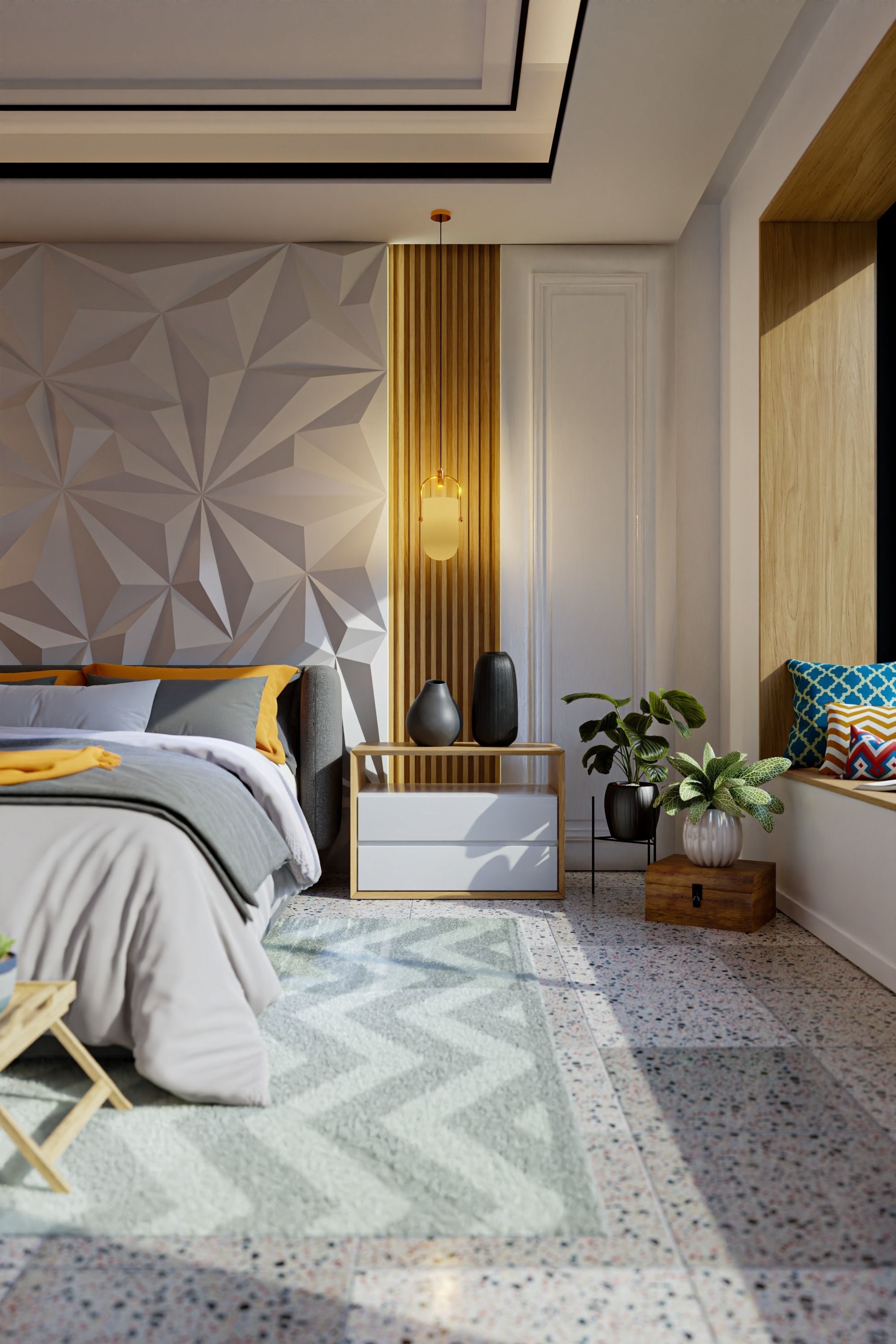 Modern interior scene Bedroom Luxury Design Blender Cycles 3D model ...