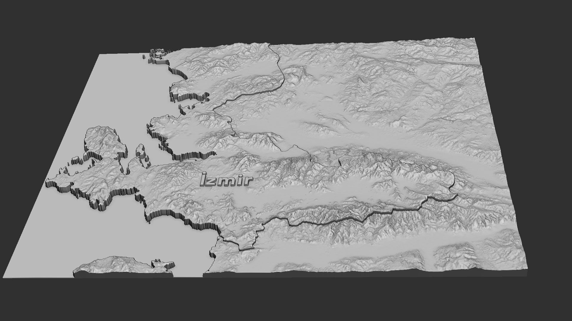 izmir city 3d terrain map 3D model 3D printable | CGTrader
