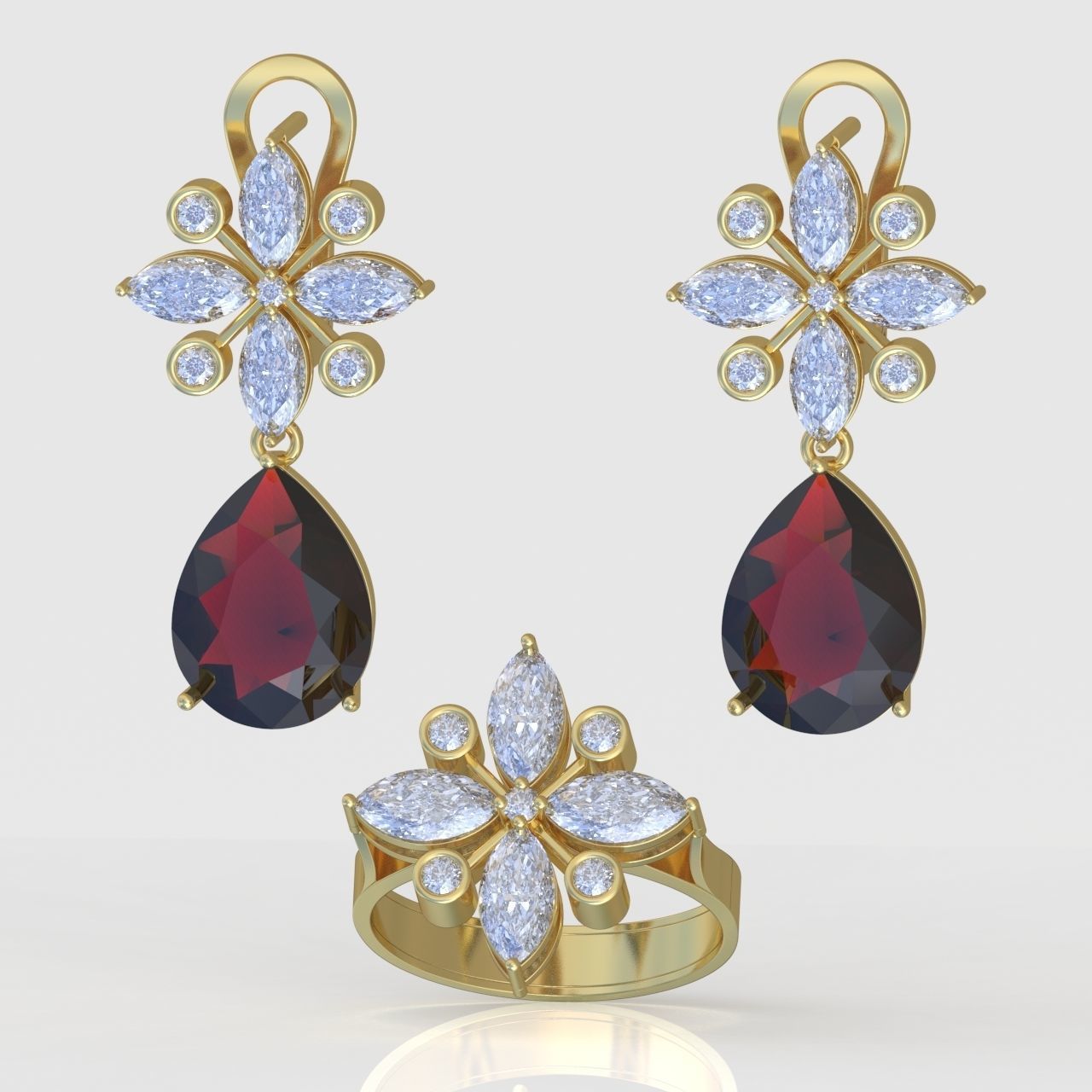 Ring and Pendant Set 3D printable model 0099 3D Model Collection | CGTrader