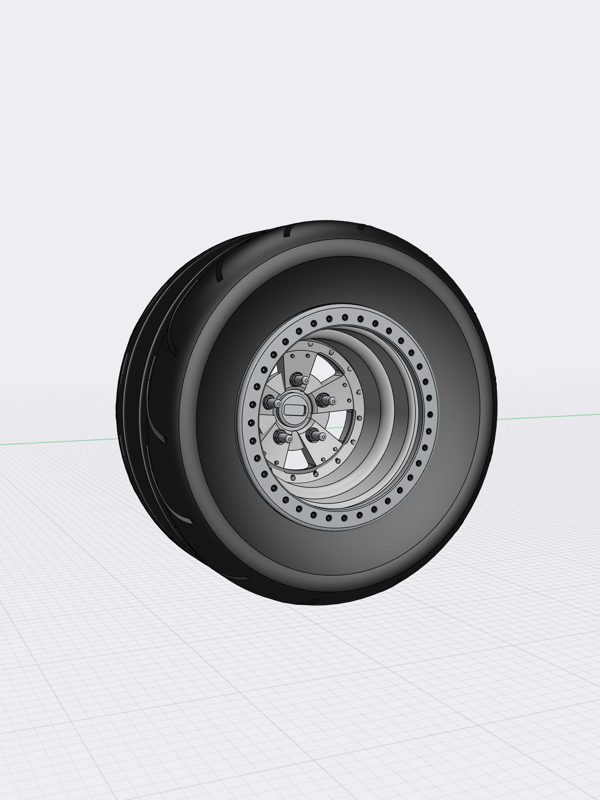 Drag Wheel COMBO Rear American Racing Pro Series 15inch Radial 3D model ...