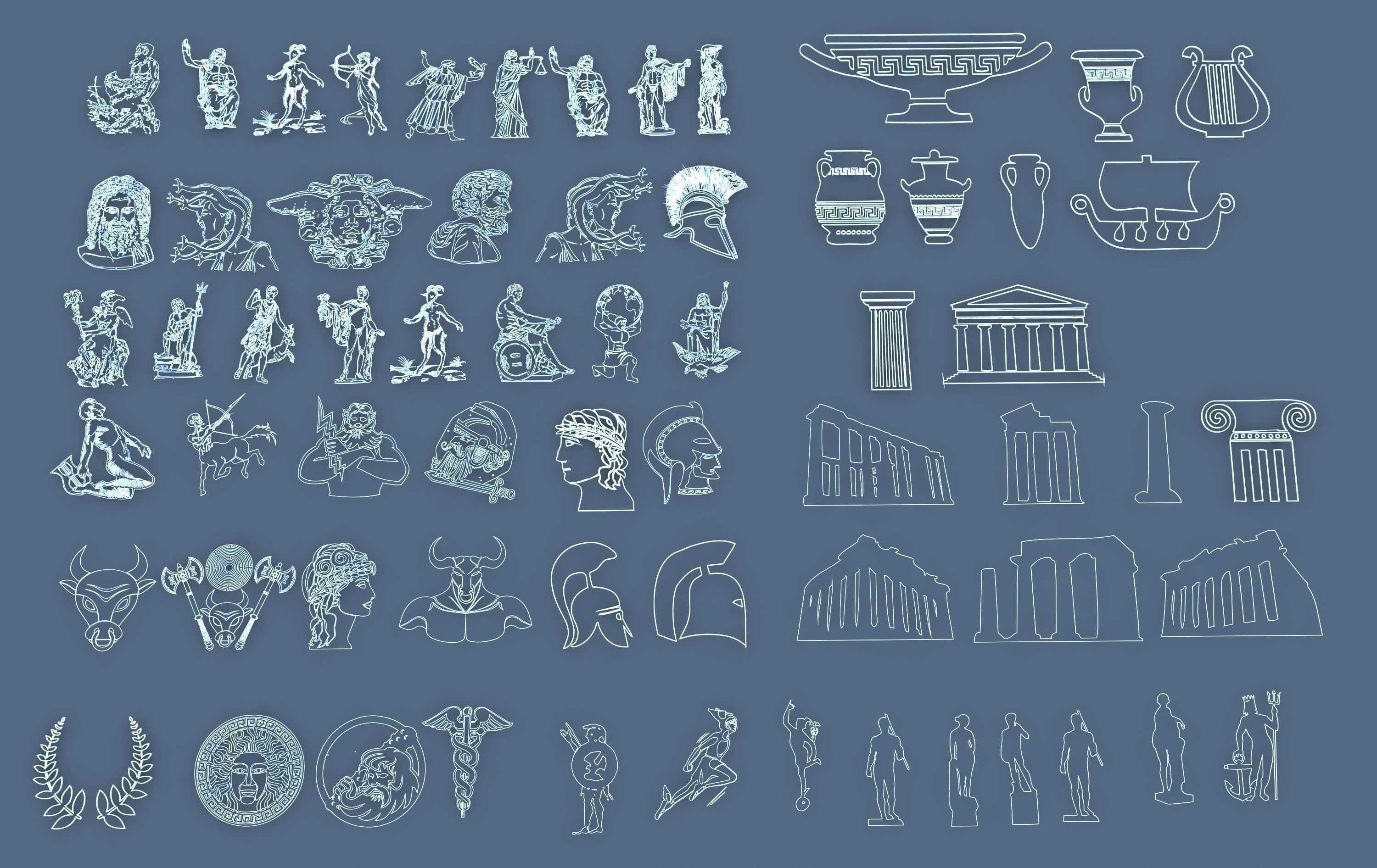 Mythological Greek symbols 3D model | CGTrader