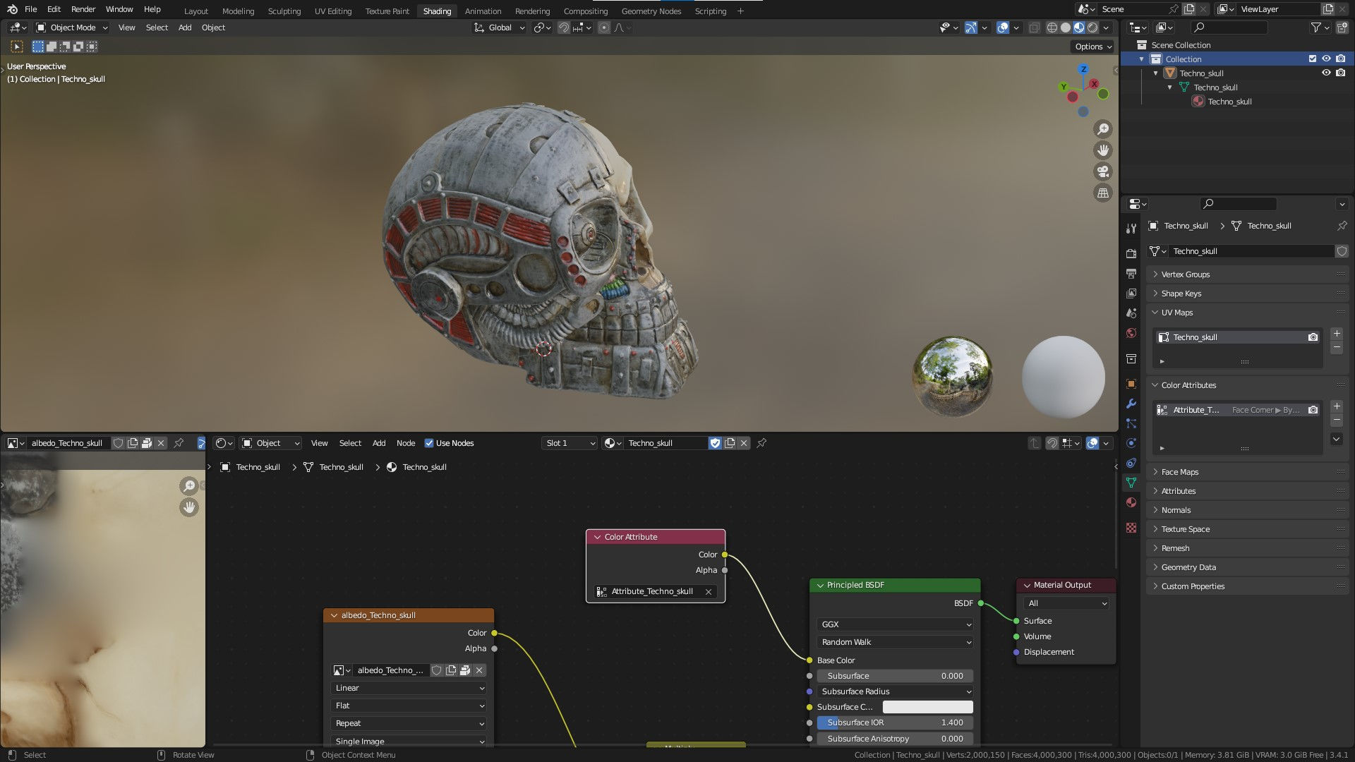 Techno skull high-poly 3D model | CGTrader