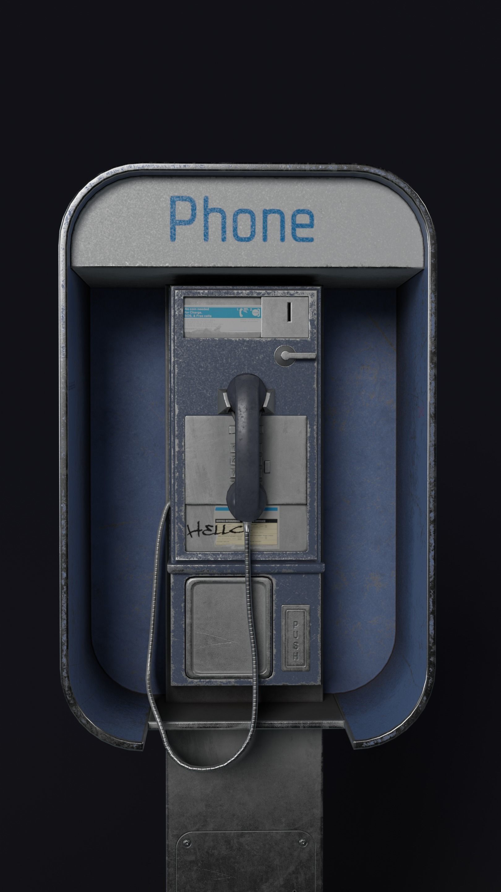 3D model Old payphone PBR game ready Low-poly 3D model VR / AR / low ...