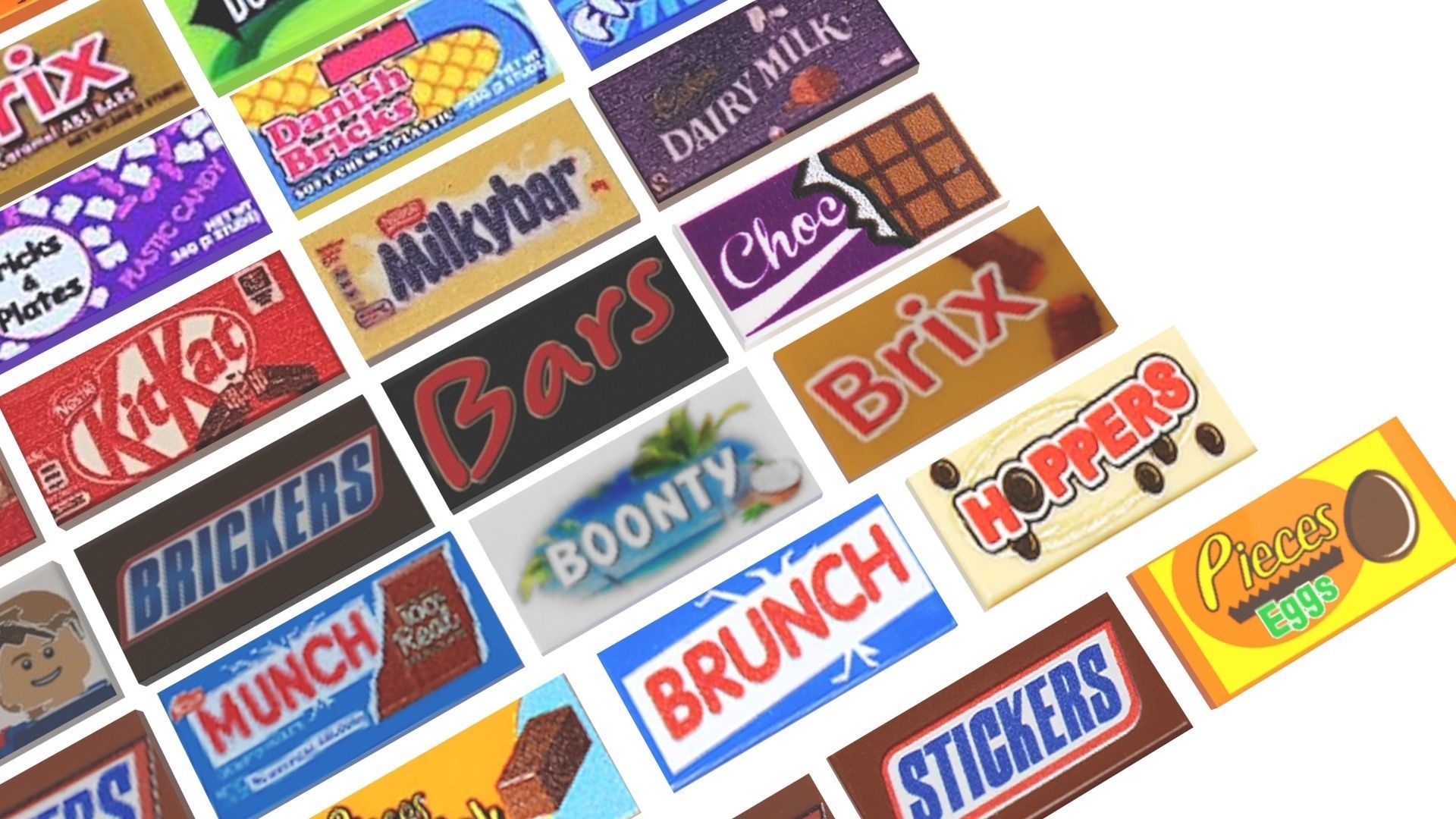 Lego Chocolate Bar Tiles Set 3D model | CGTrader