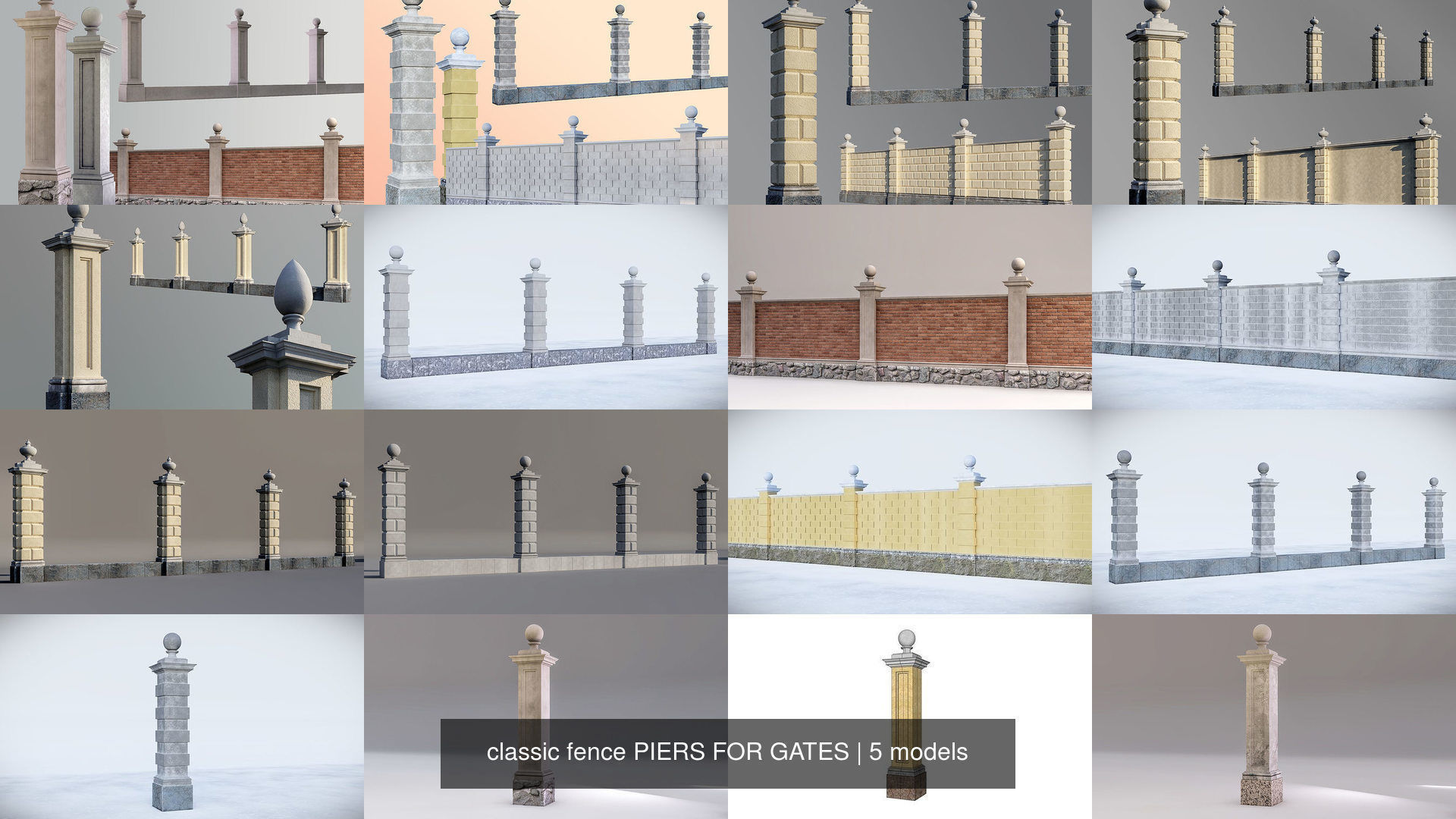 classic fence PIERS FOR GATES 3D Model Collection | CGTrader