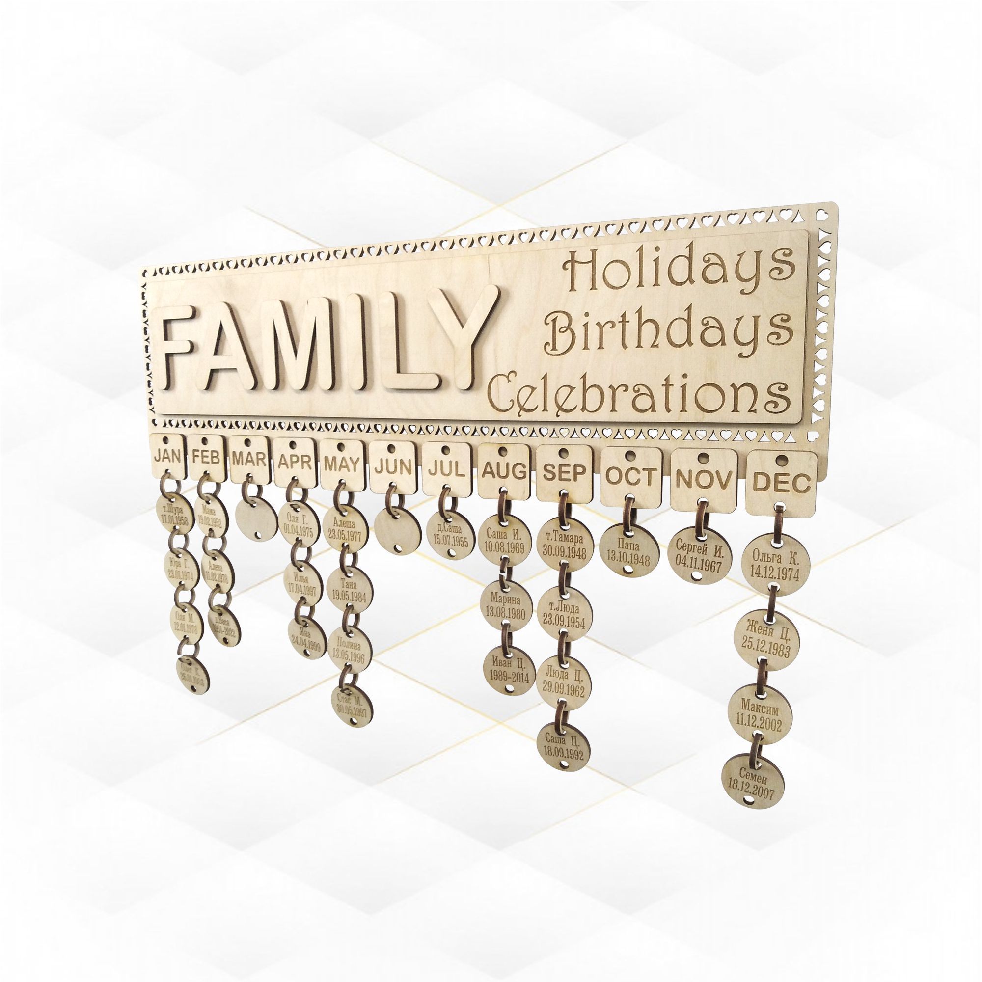 Family Celebration Board wall decor for laser cut 3D model 3D printable ...
