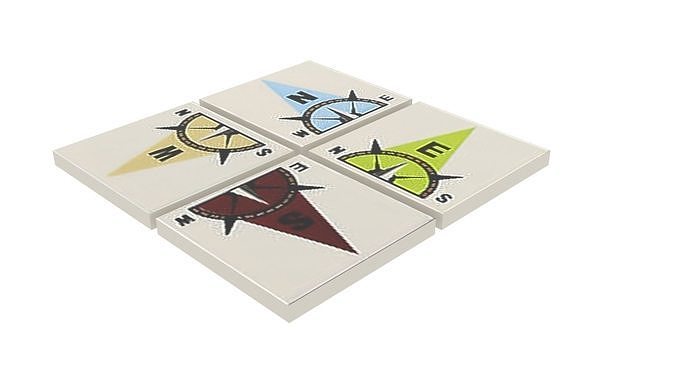 Compass Lego Tiles Set 3D model | CGTrader