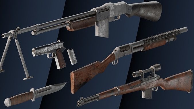 3D model LowPoly FPS Gun Weapon Pack Low-Poly 3D Model VR / AR / low ...