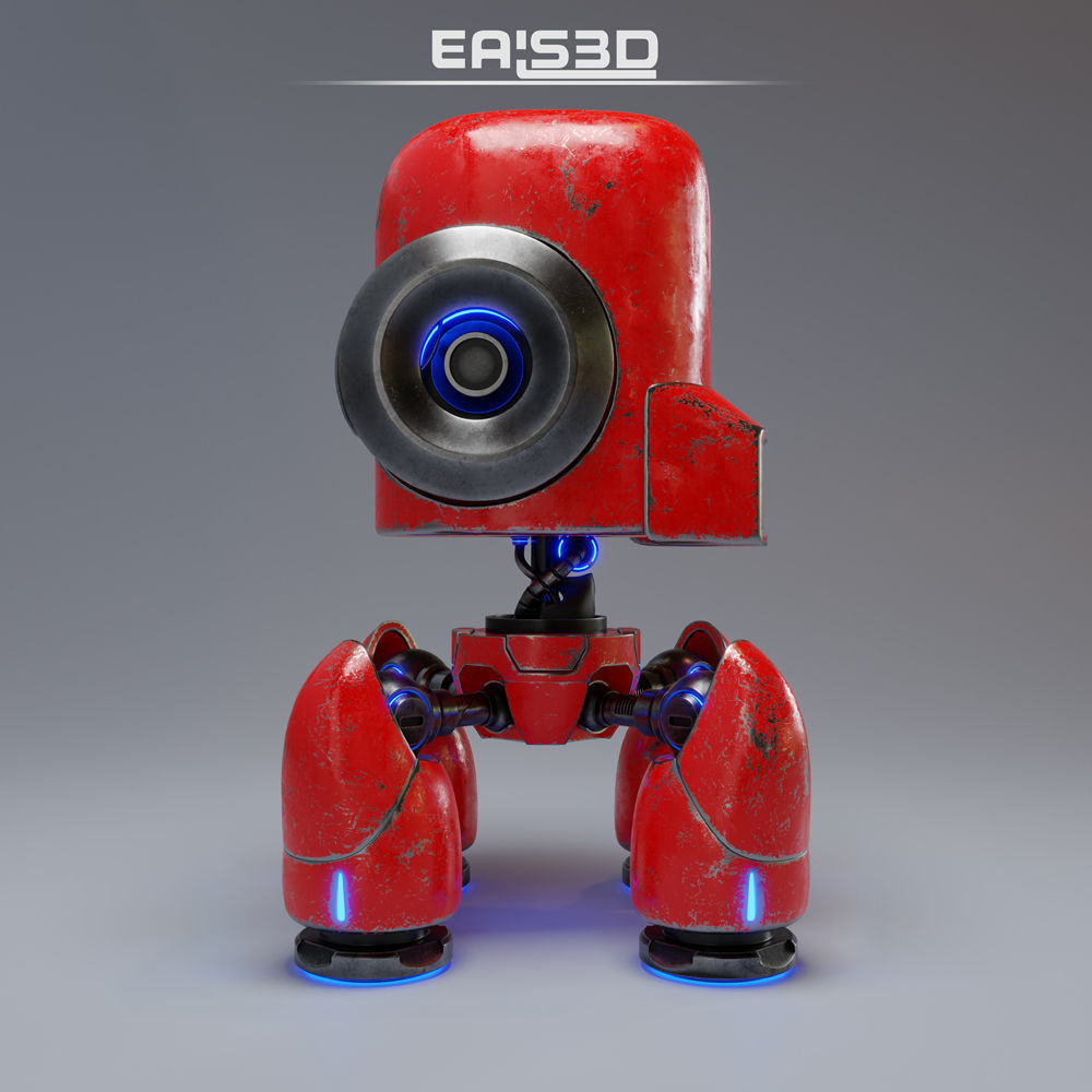 Cute Spider Robot Red 3D model rigged | CGTrader