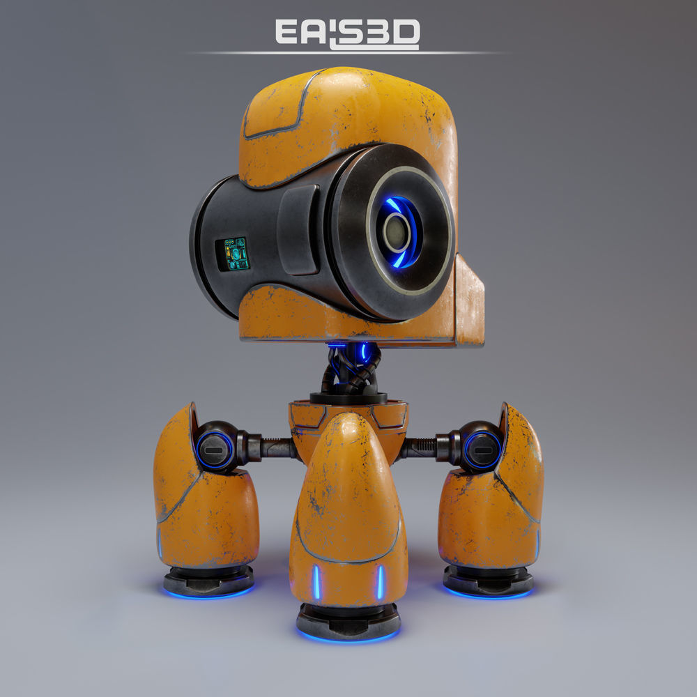 Cute Spider Robot Yellow 3D model rigged | CGTrader