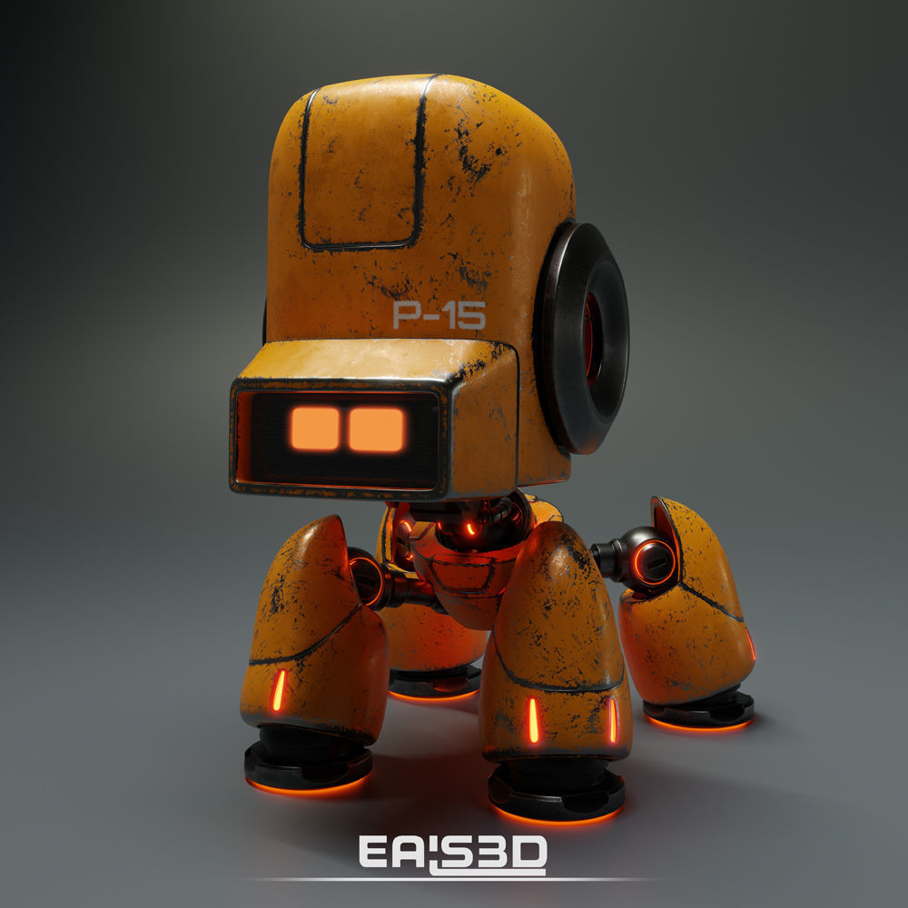 Cute Spider Robot Yellow 3D model rigged | CGTrader