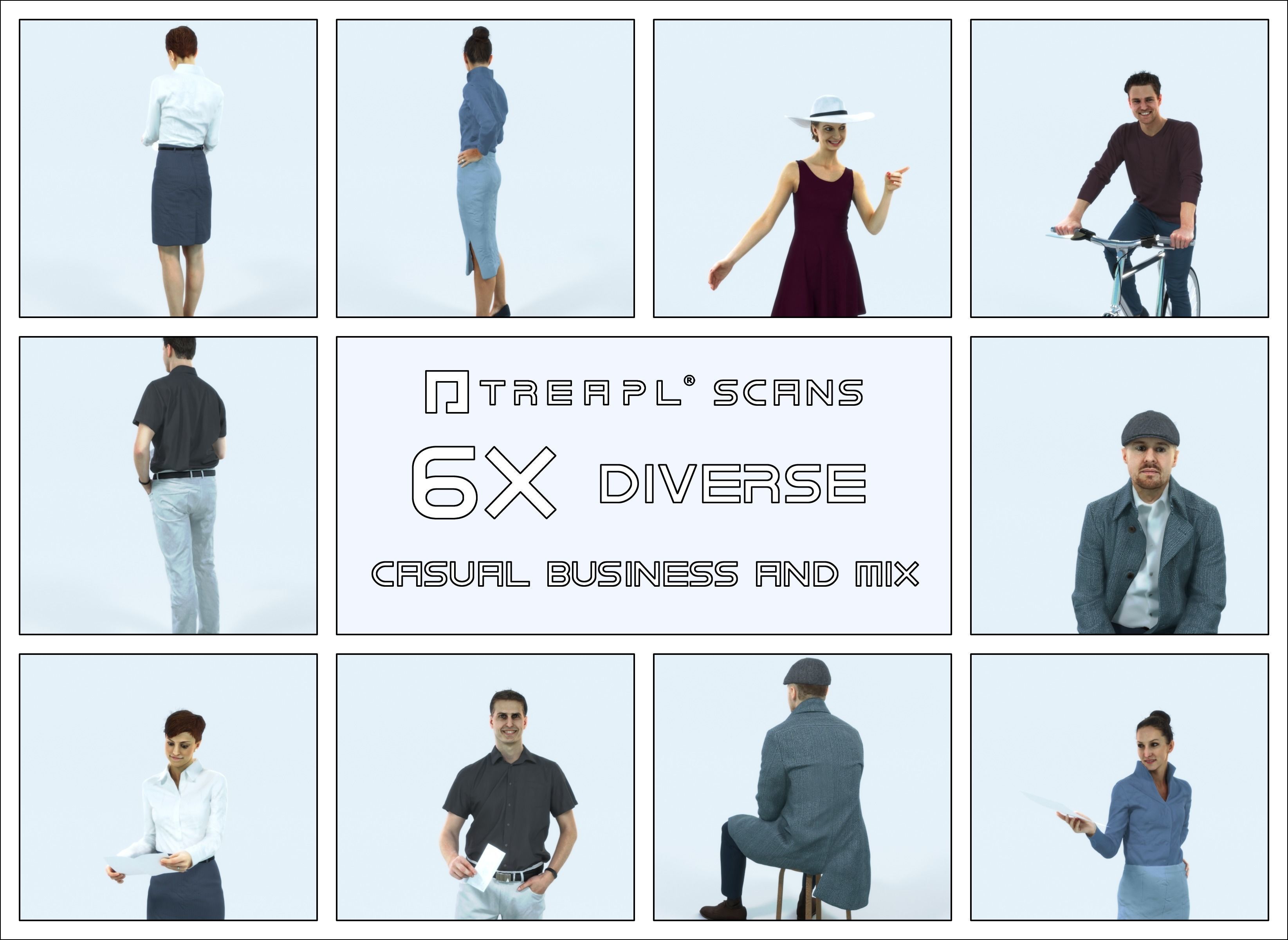 3D model SAG07 6X Business Casual Man Woman Cyclist Bike Hat Diverse 009 VR / AR / low-poly ...