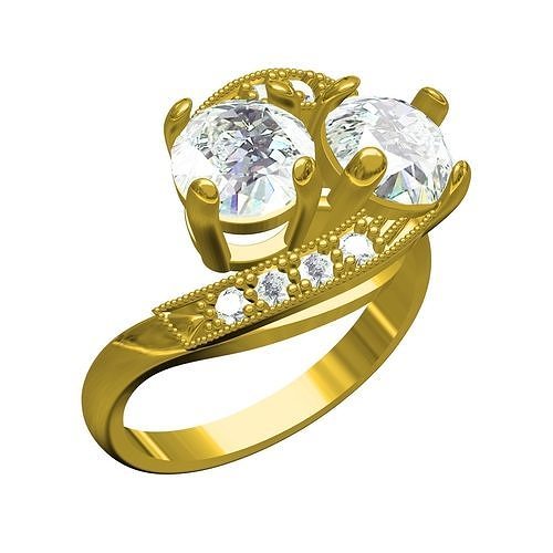 Two Round Diamond Bypass Engagement Ring 3d Model 3d Printable Cgtrader