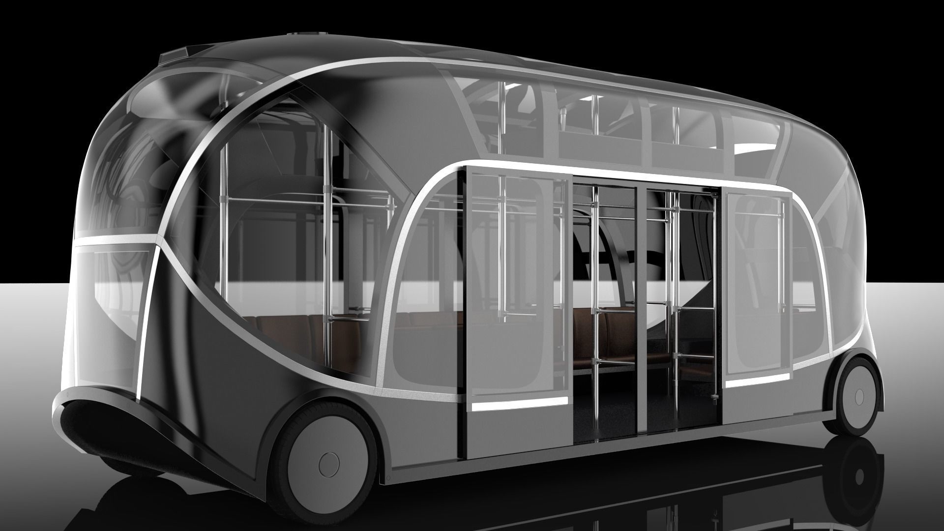 Self-driving city bus concept Orangery 3D model | CGTrader