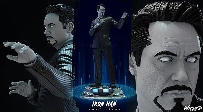 Wicked Marvel Tony Stark Sculpture ready for 3d printing 3D model 3D ...