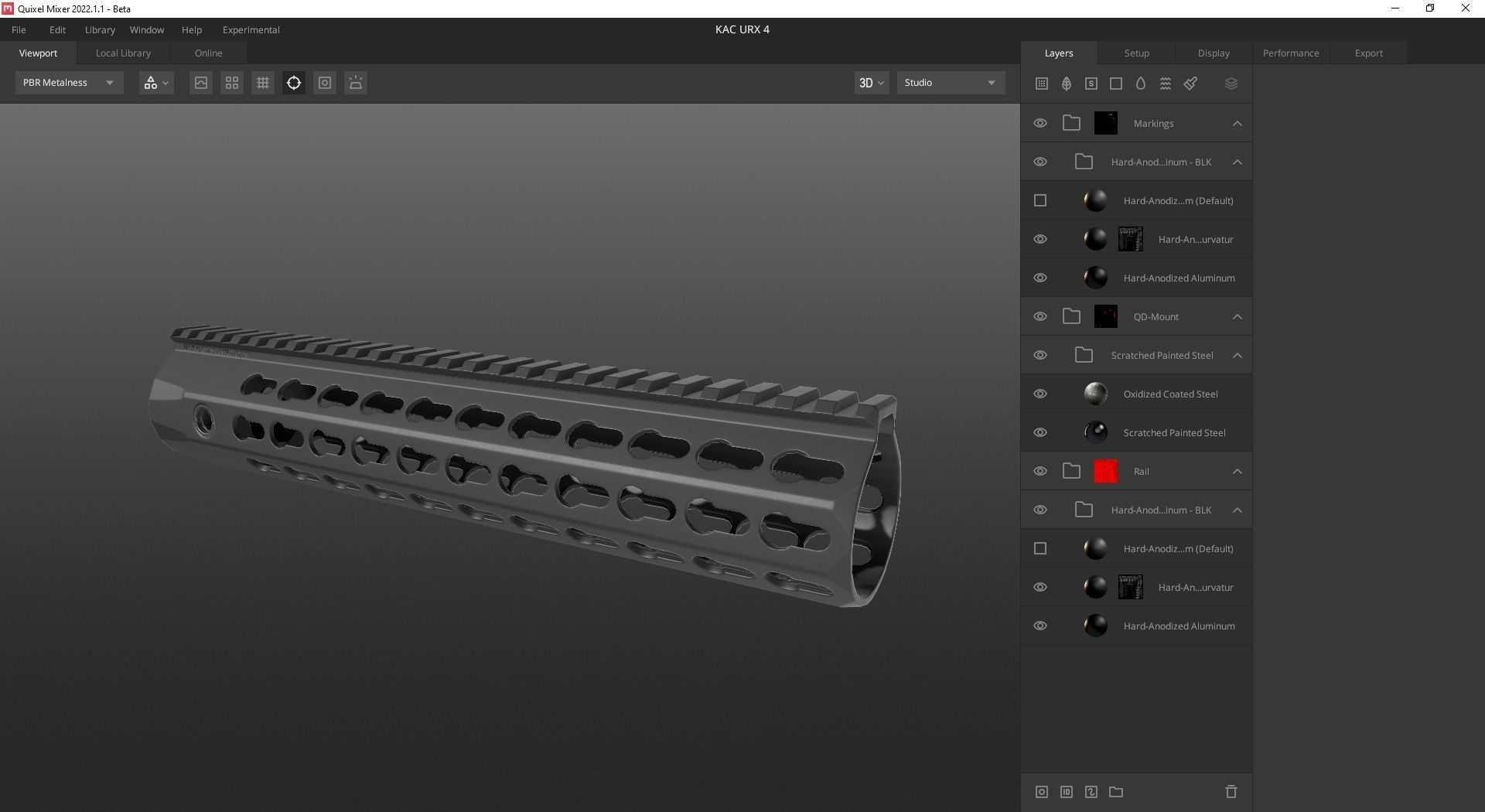 3D model AR-15 KAC URX4 1075Inch KeyMod Handguard VR / AR / low-poly ...