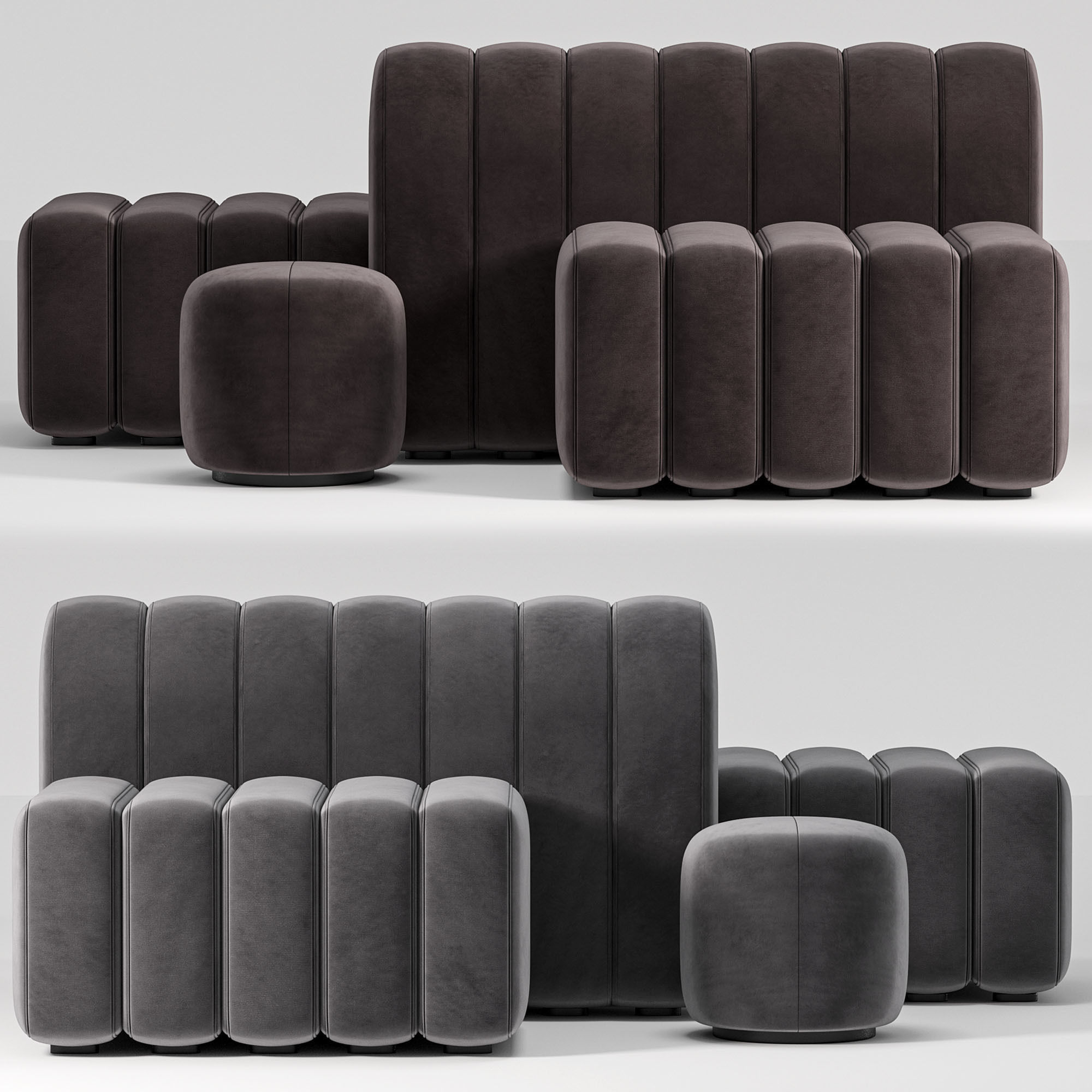 Pouf Sets Bob Hide by Bla Station 3D model | CGTrader