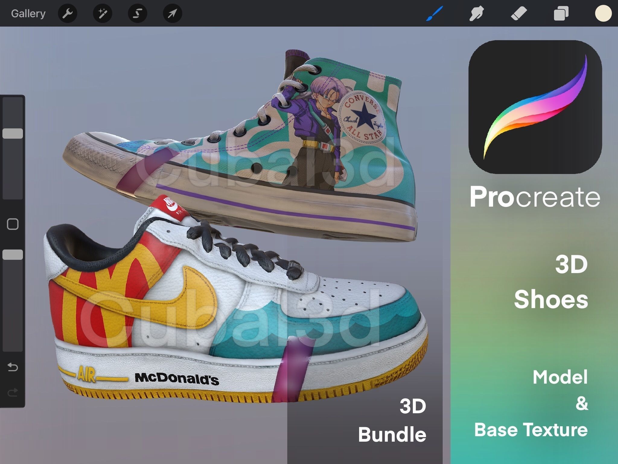Bundle Nike AF1 Converse 3D Procreate 3D model | CGTrader
