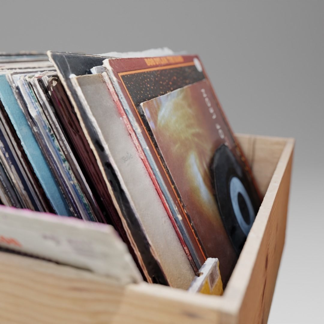 Scan of Vinyl records in box crate 3D model | CGTrader