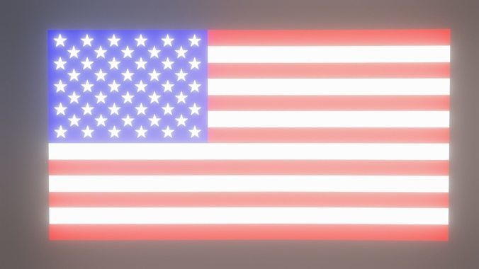 Lighted Waving American Flag 3D model animated | CGTrader