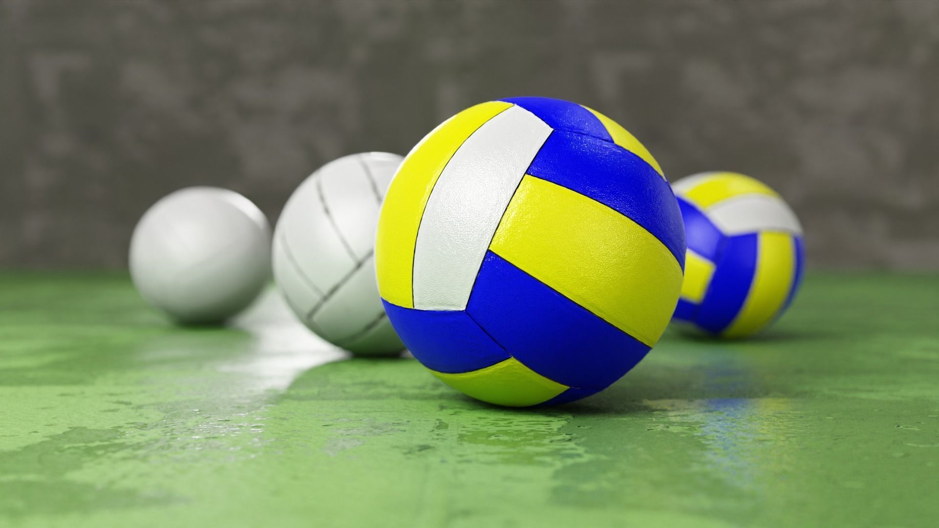 Volleyball set with 4 types material 3D model | CGTrader