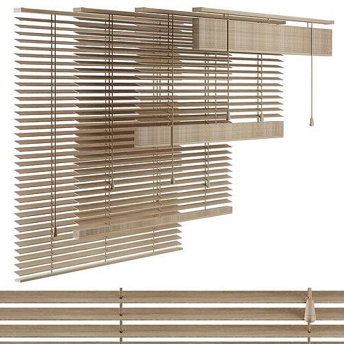 4 Blind Curtain Set1 3D model | CGTrader