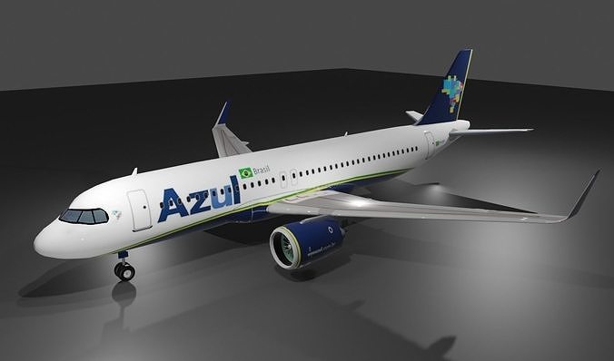 3D model Airbus a320neo Azul Airlines 3D Model with cockpit VR / AR ...