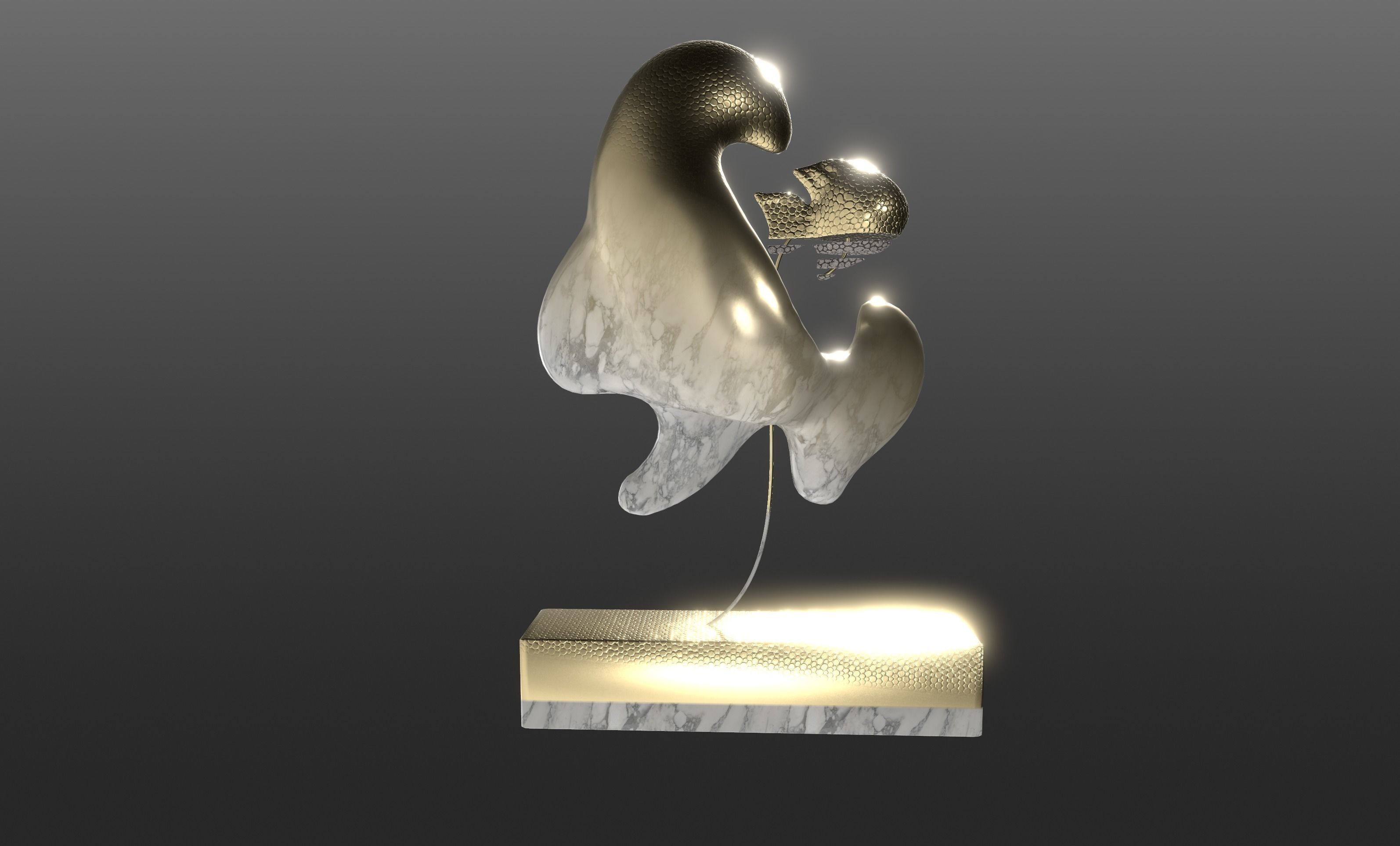 Ethereal Aquatica The Golden Wave Marble Fish Ensemble 3D model | CGTrader