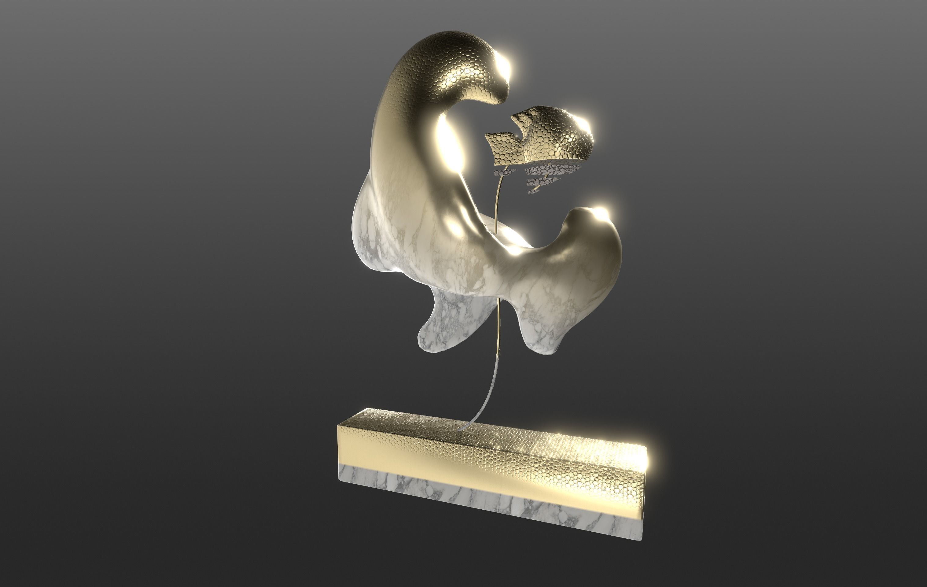 Ethereal Aquatica The Golden Wave Marble Fish Ensemble 3D model | CGTrader