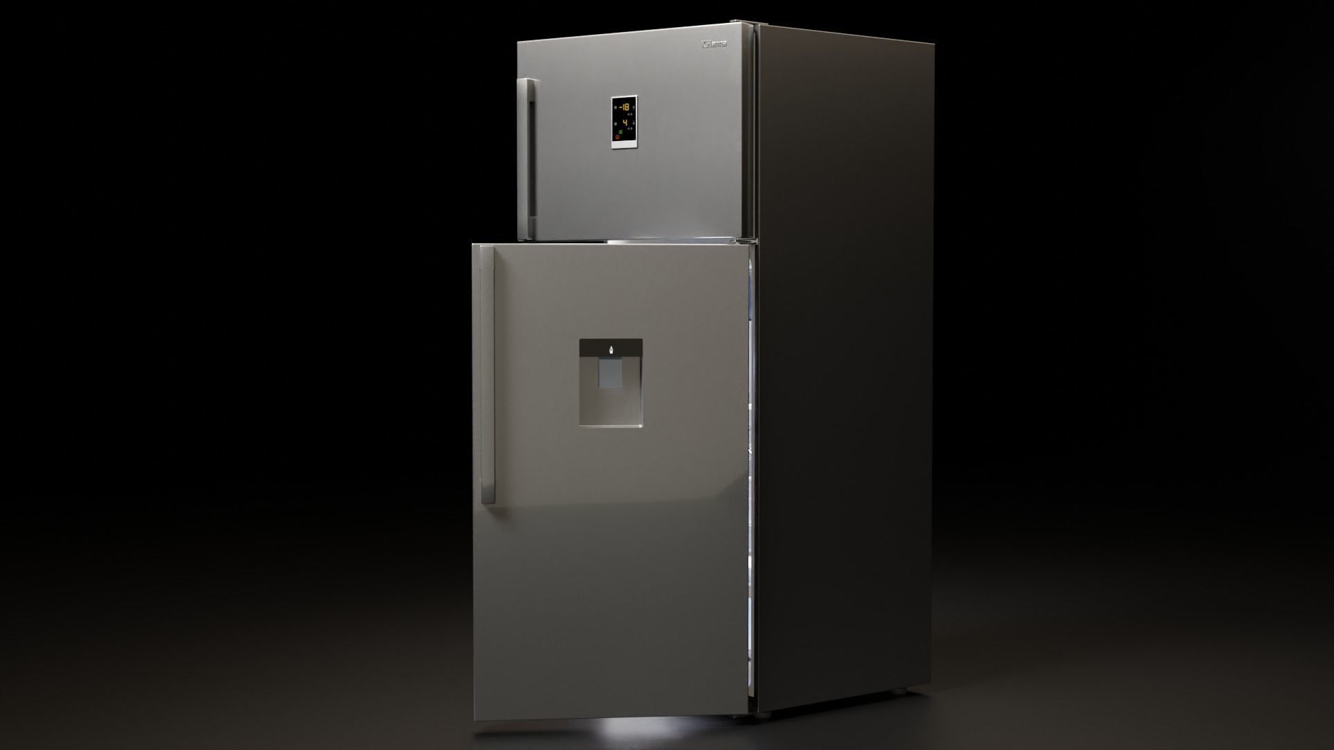 Smart Silver Refrigerator with Dispenser 3D model | CGTrader