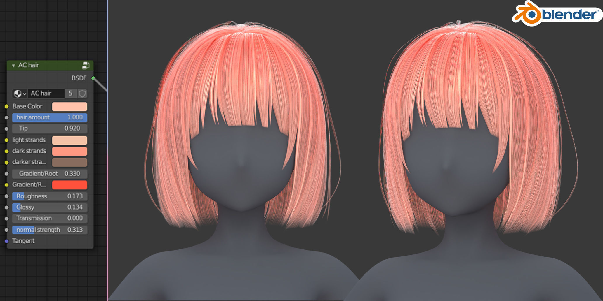 Texture Hair Card Shader For Blender Cycles-evee VR / AR / low-poly ...
