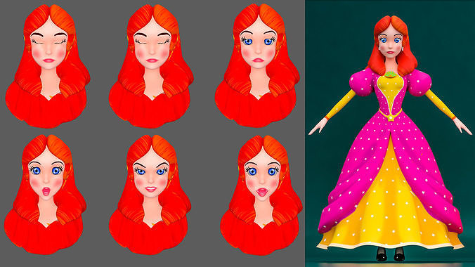3D model Princess cartoon Girl VR / AR / low-poly | CGTrader