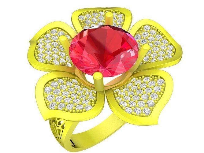 5670 diamond flower ring 3D model 3D printable | CGTrader