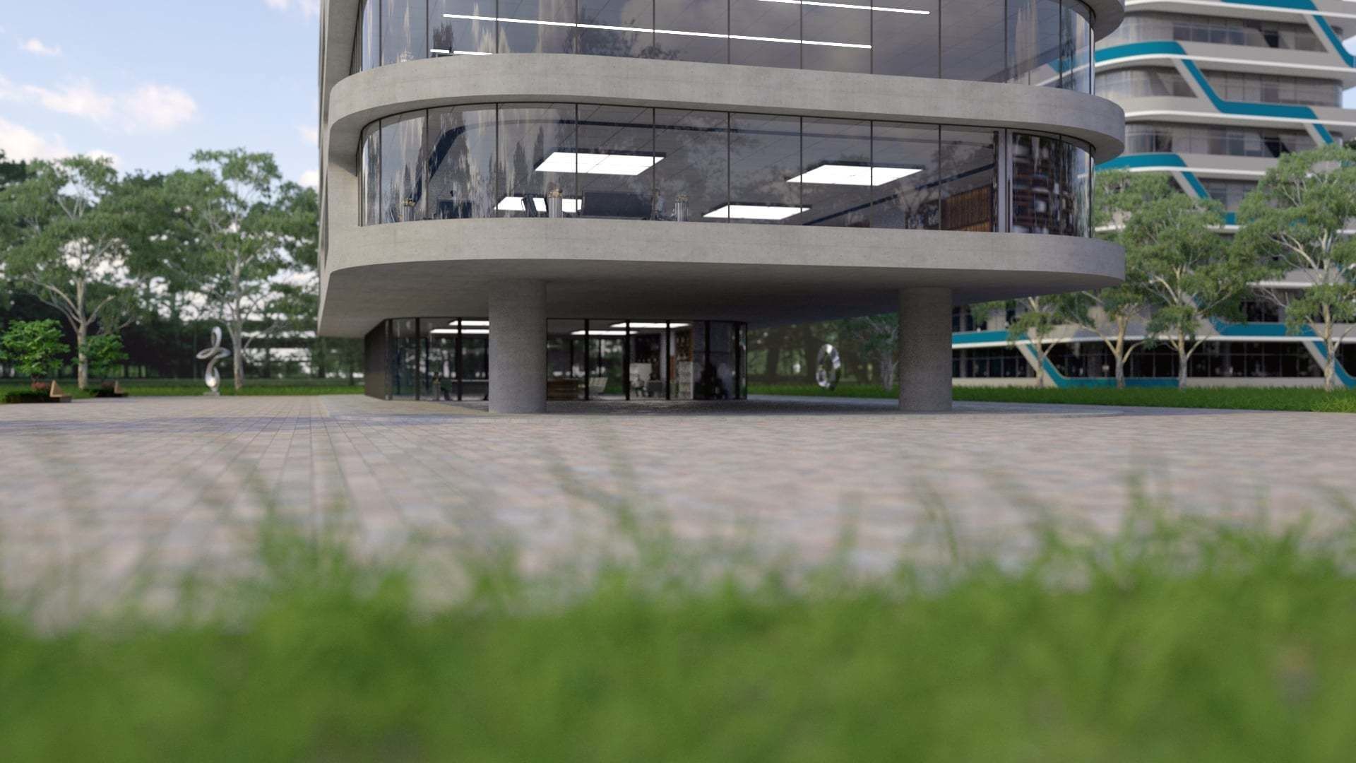 Modern style Office Building 3D Scene 3D model animated | CGTrader