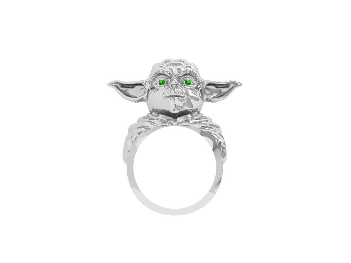 STAR WARS Sculpted Yoda Ring With Green Crystal Eyes 3D model 3D ...