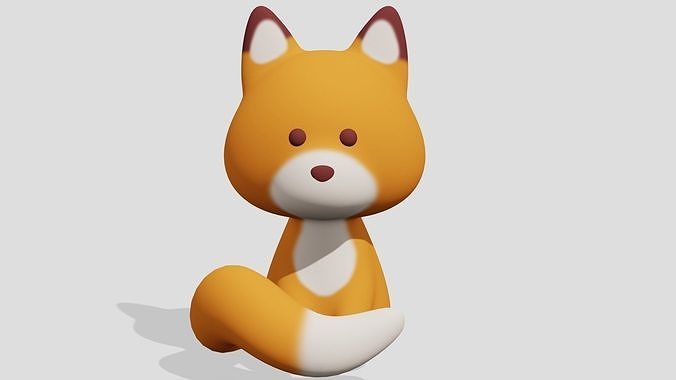 Cute fox sitting 3D model | CGTrader