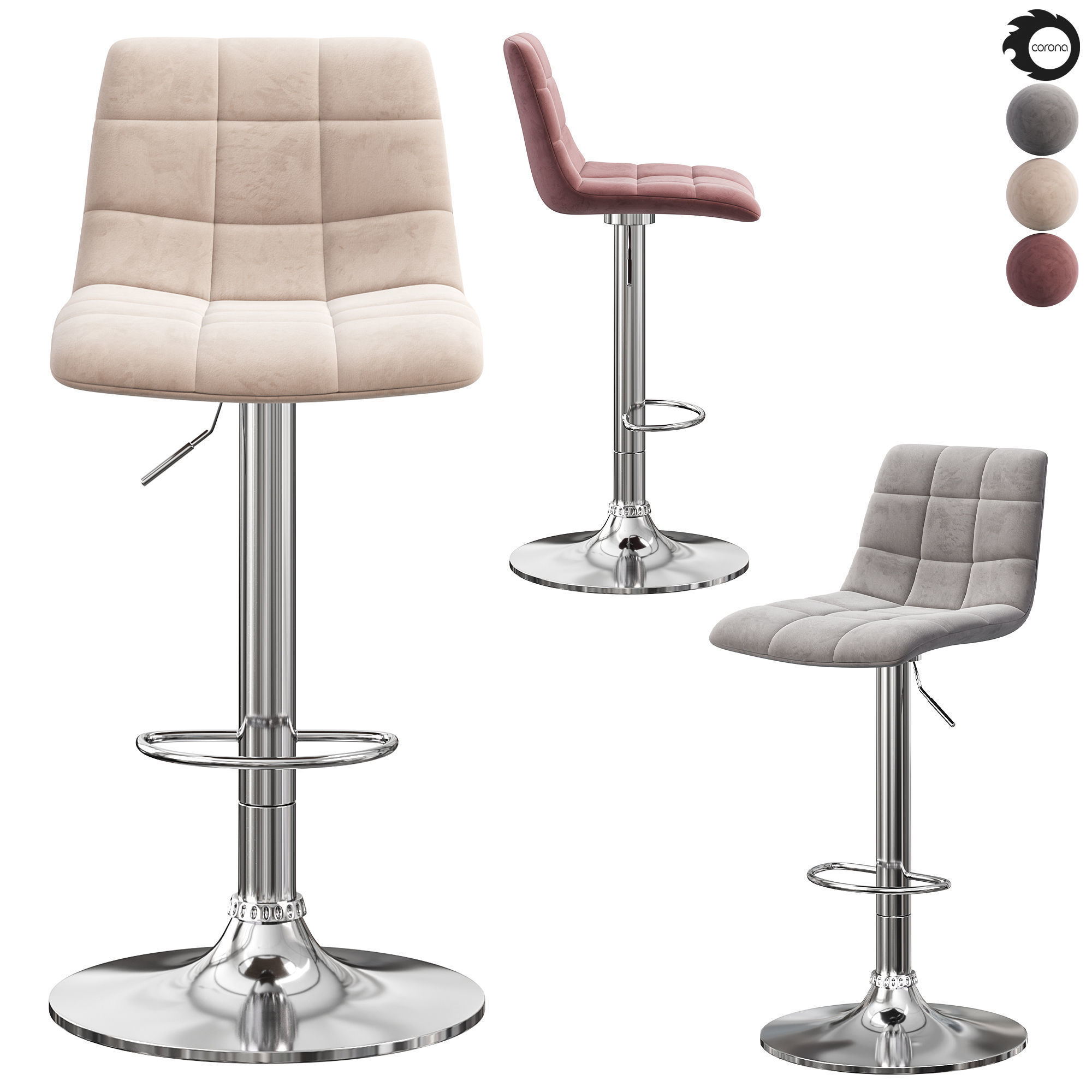 Bar stool Tailor powder pink 3D model | CGTrader