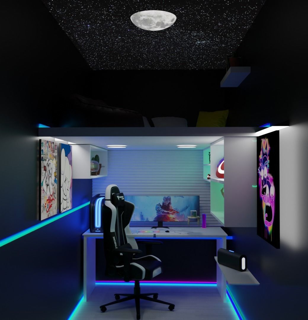 Gaming bedroom 3D model | CGTrader