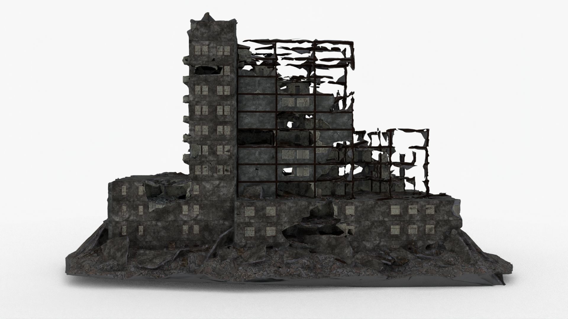 3D model Scan Lowpoly Ruined Building VR / AR / low-poly | CGTrader