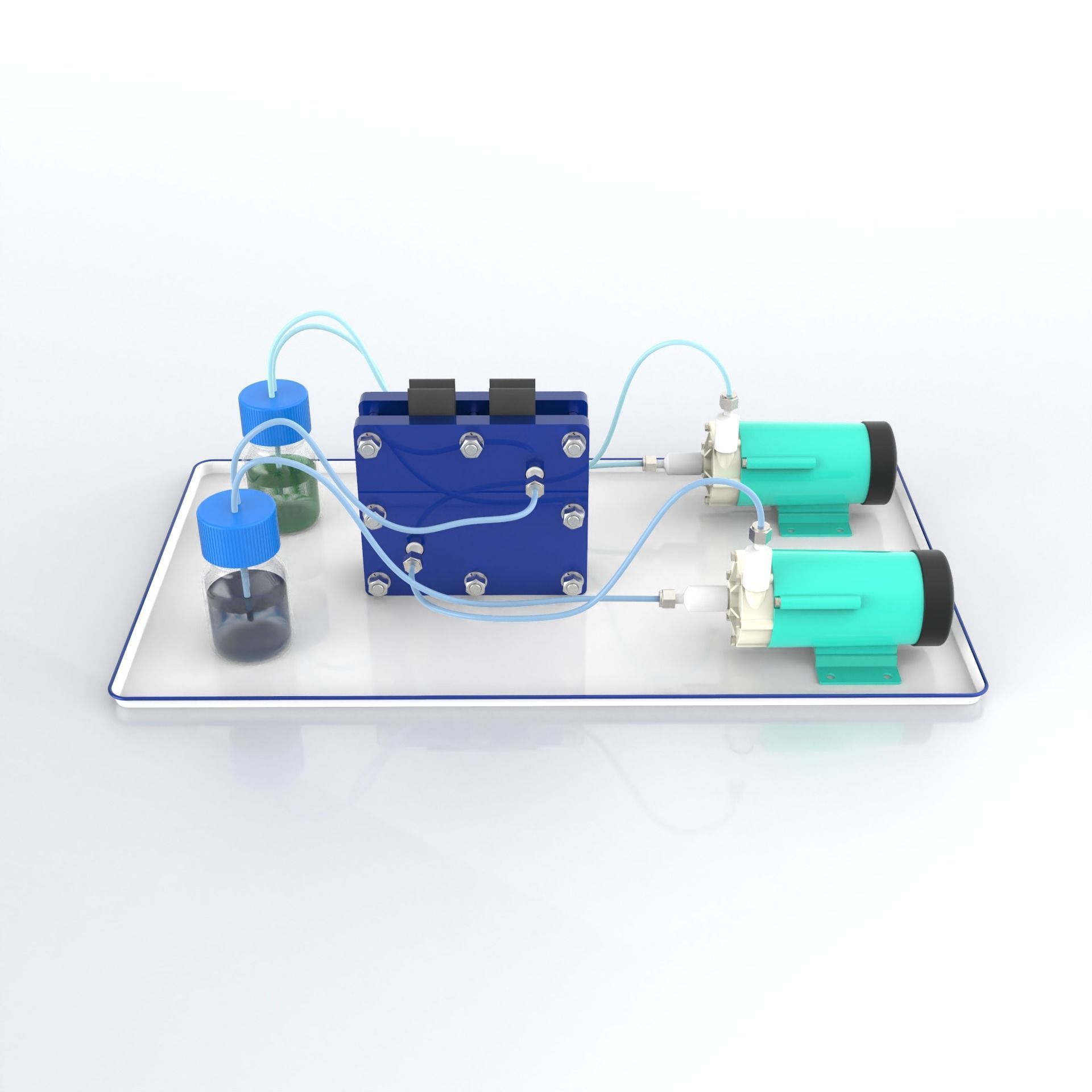 A single cell and pipeline model of Redox Flow battery 3D model | CGTrader
