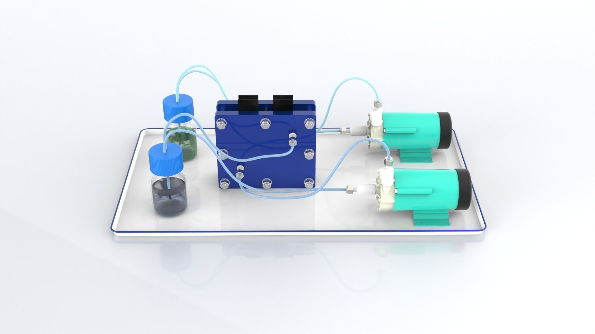 A single cell and pipeline model of Redox Flow battery 3D model | CGTrader