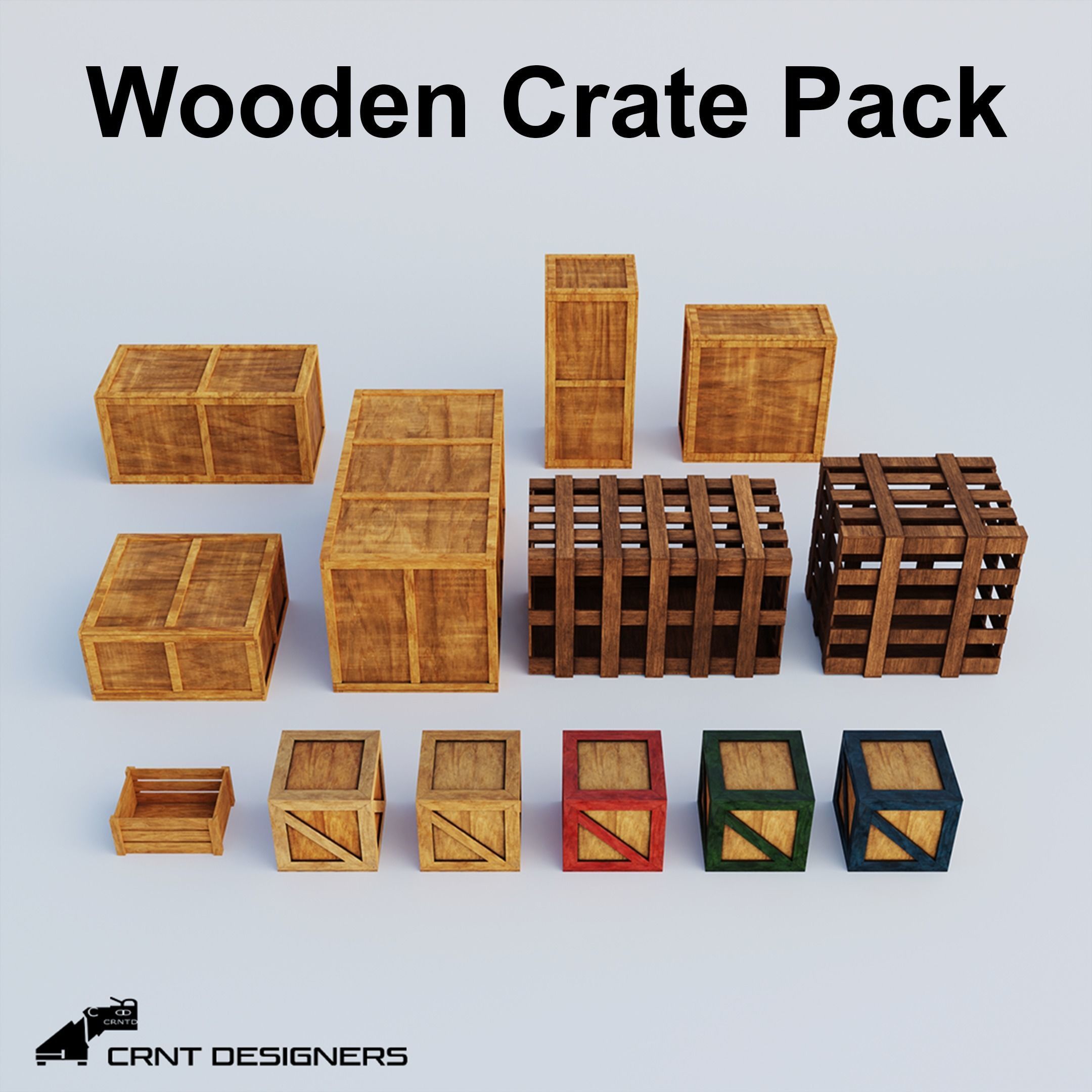 3D model Wooden Crate Pack VR / AR / low-poly | CGTrader
