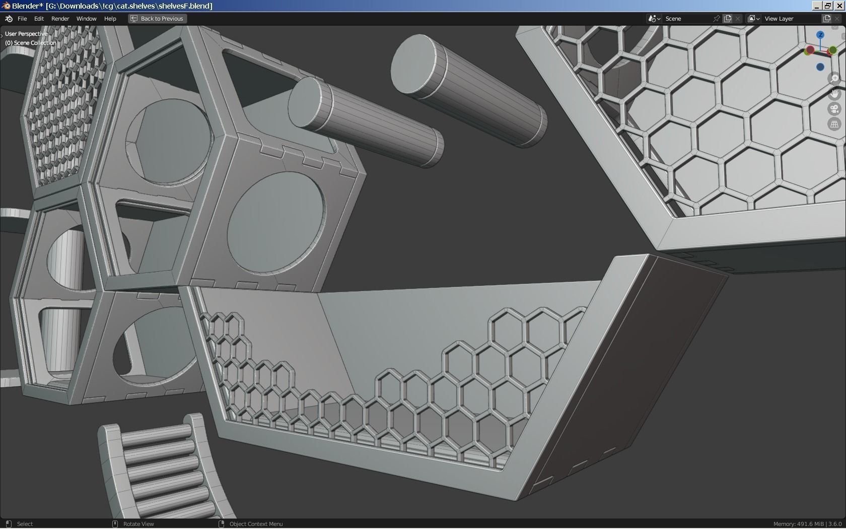 Modular wall mounted cat shelves with ladders and scratchers 3D model ...