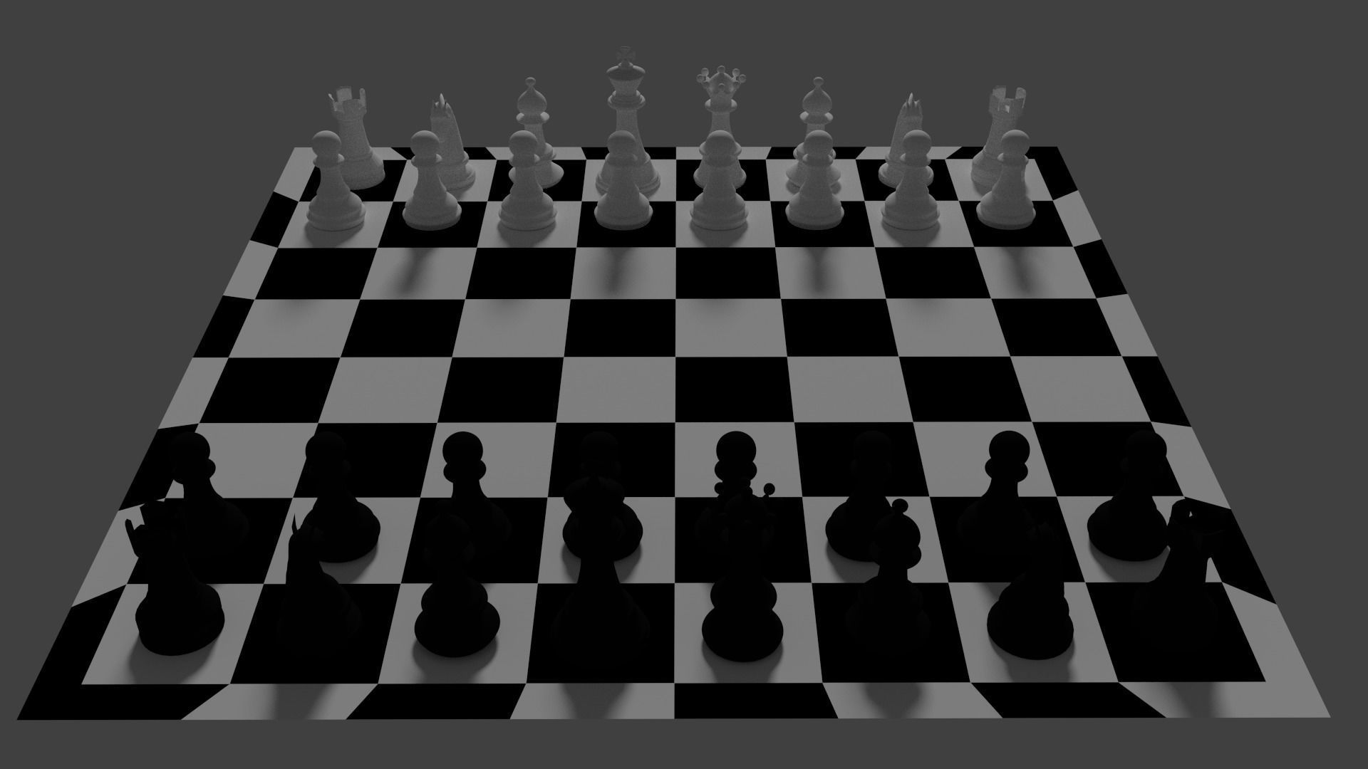 simple chess board with pieces free 3D model | CGTrader